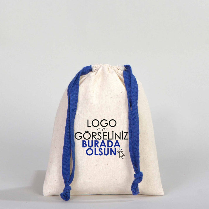 Bez Kese 15,5x20 cm Renkli İp Lacivert - Baskılı Kese – istecanta.com